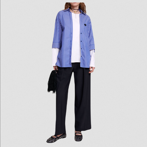 Maje Women's Shirt Size 3 / L Striped Collared MFPTO00901 3661601885273 ...