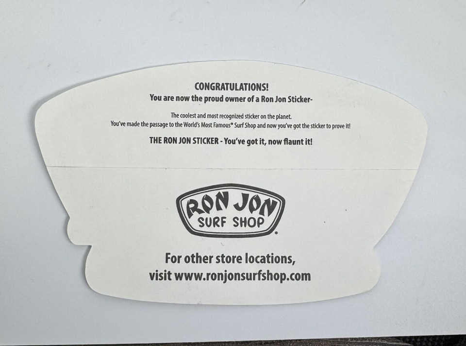 NEW Ron Jon Surf Shop Sticker 5.5" x 3.5" White Decal - Caribbean ...