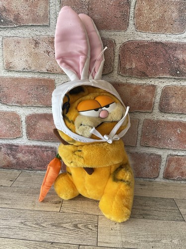 Vintage 1978 1981 Dakin GARFIELD EASTER BUNNY 8" FISHING CARROT Plush ...