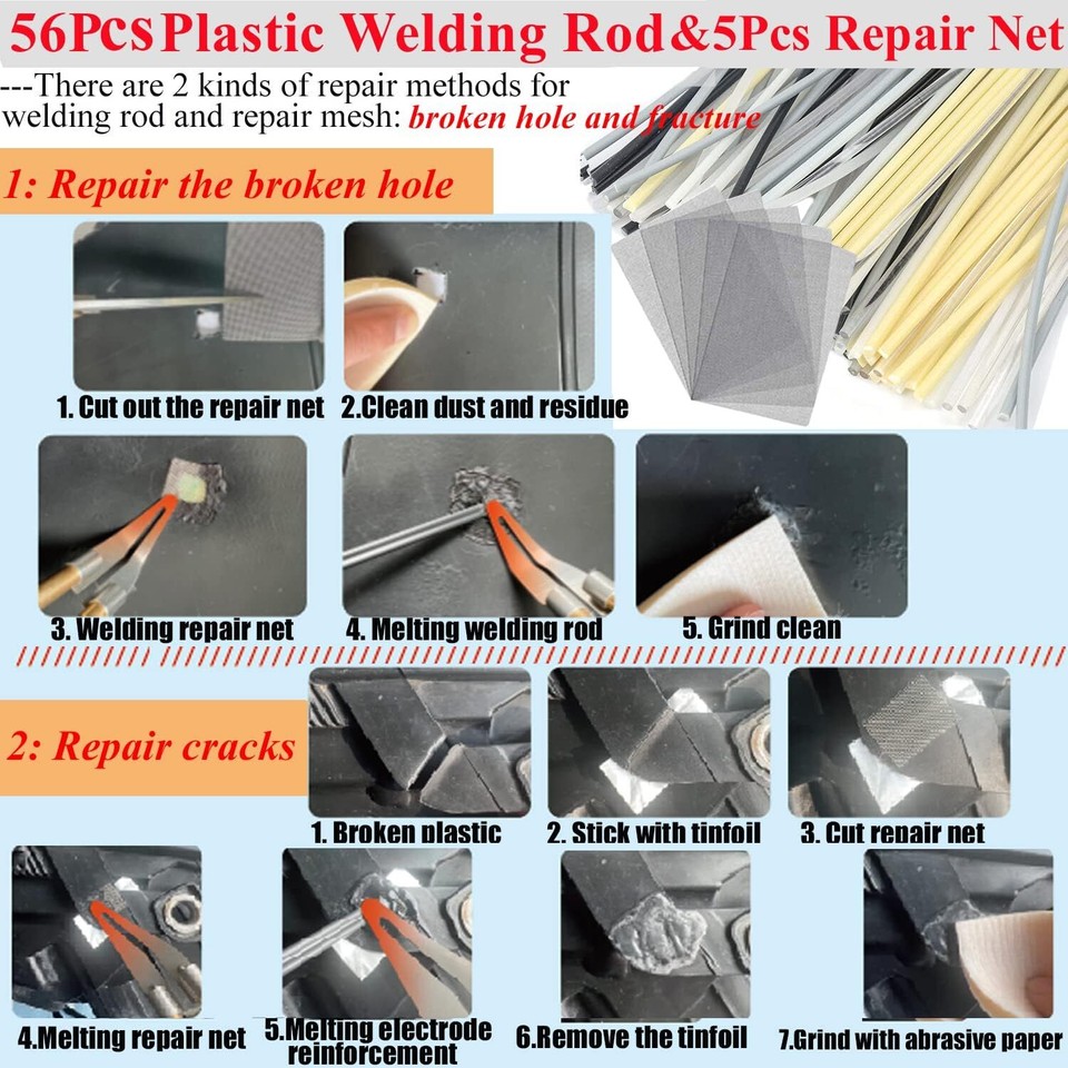 200W Hot Stapler Car Bumper Fender Welder Gun Plastic Repair Kit 1200 ...