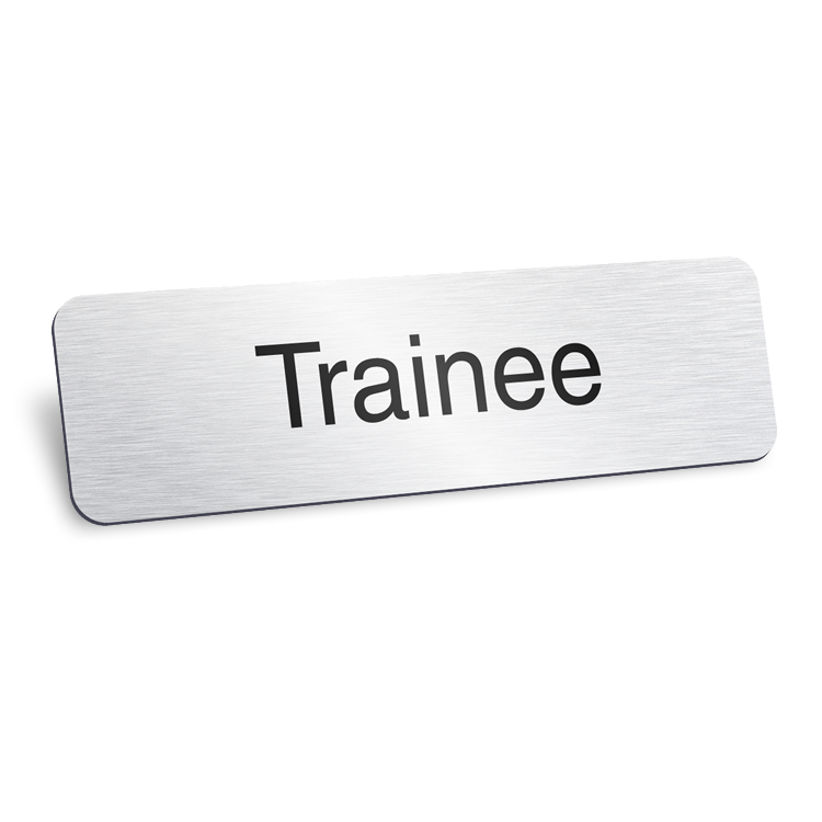 Trainee Badges - Silver Aluminium - Pin Fitting - 70 x 20mm (Pack of 5 ...