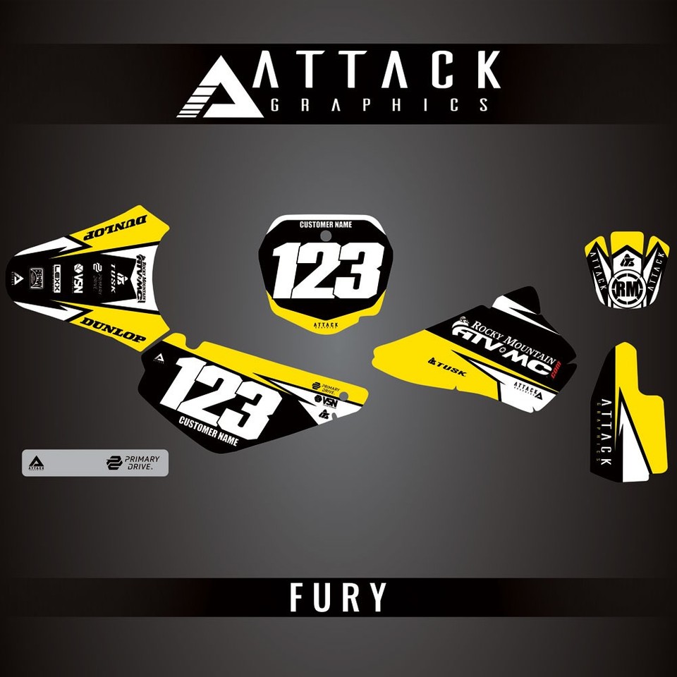 Attack Graphics Custom Fury Complete Bike Graphics Kit For Suzuki RM85 ...