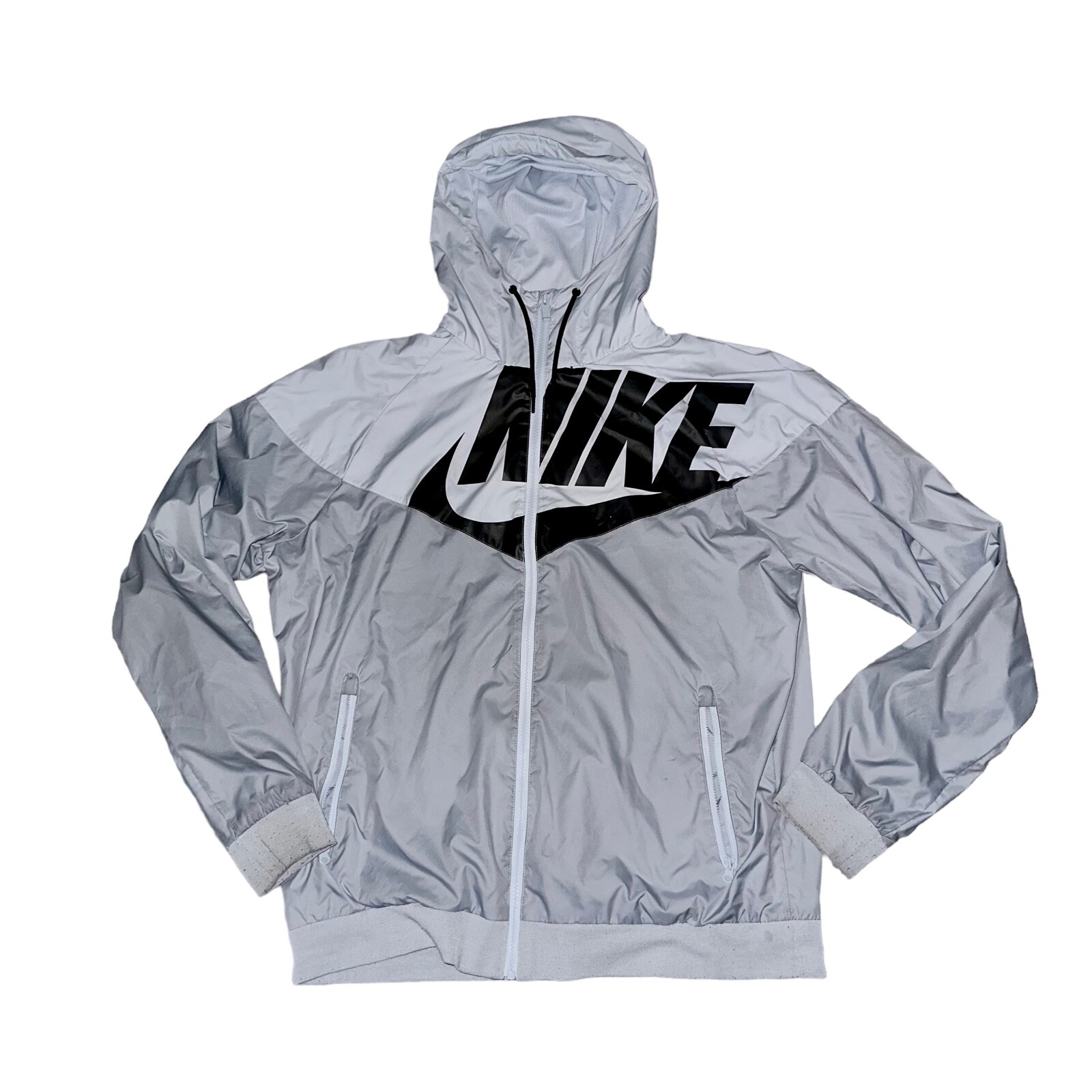 Rare Nike Windrunner GX1 Windbreaker Jacket White Gray Black Nylon Lrg ...