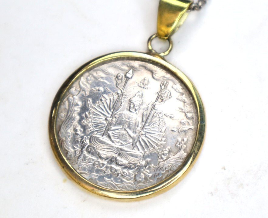 Tibet Silver Ancient Buddhist Heart Sutra Coin Pendant 25gram Coin ...
