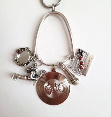 Vintage Sterling Silver ROCK & ROLL Charm Holder Necklace | eBay