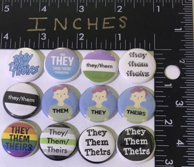 They Them Theirs 12 Pins One Inch Pin Lot Mini Button Proper Pronoun ...