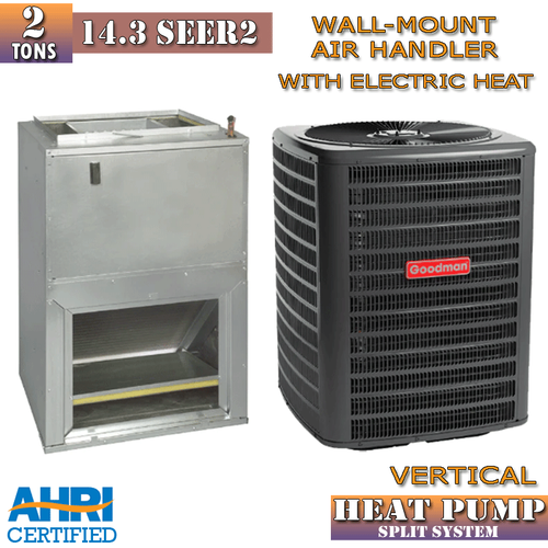 Goodman 2 Ton HEAT PUMP Split System 14.3 SEER2 Wall-Mount AWUF Air ...