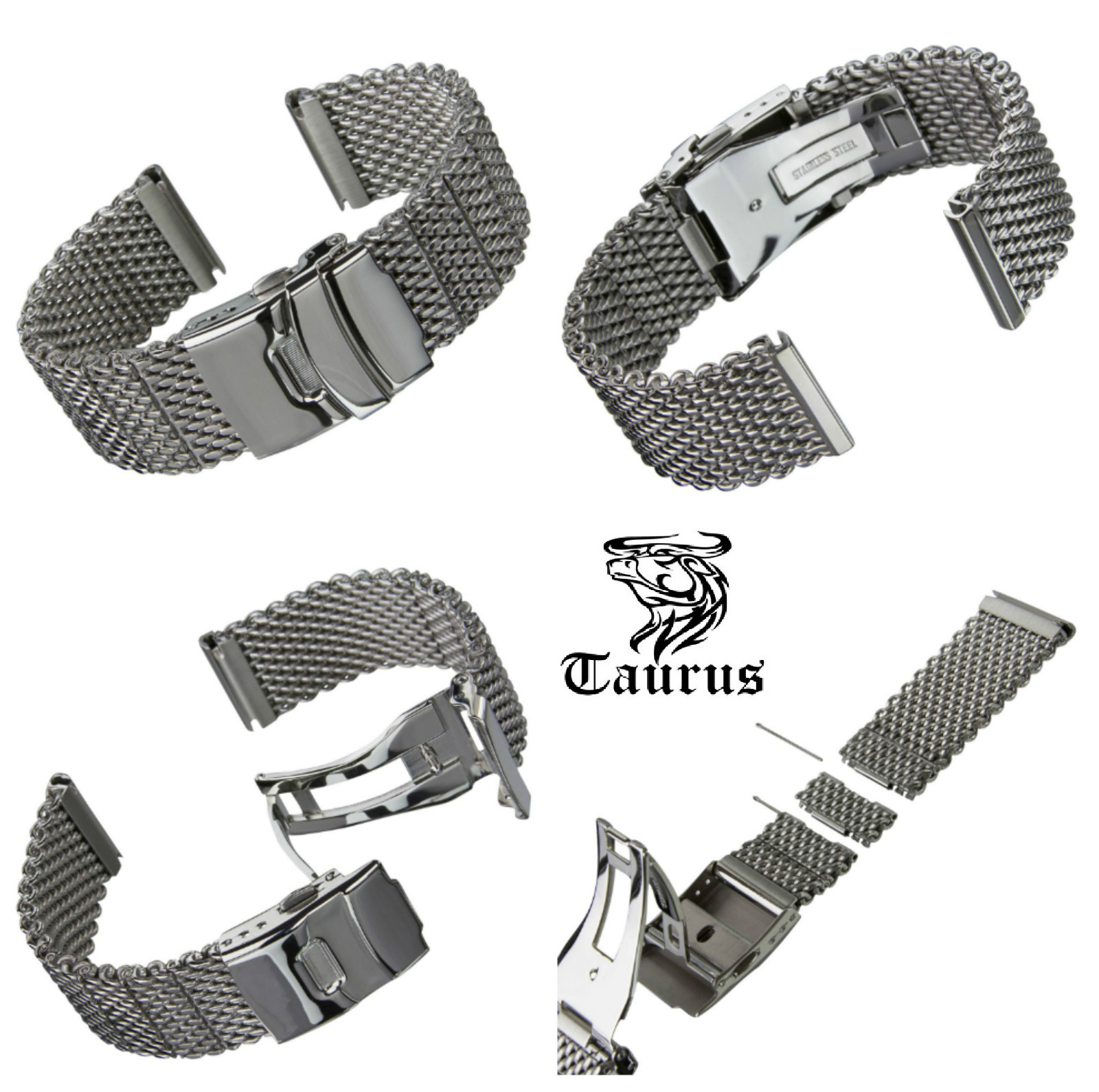 Taurus Thick Mesh Solid SS Diver's Watch Strap Band For Rolex & Tudor ...