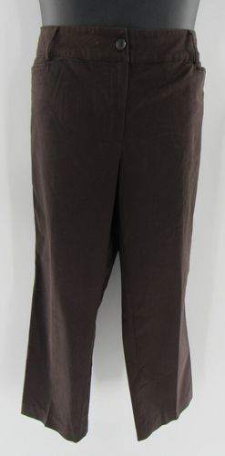 Talbots Plus Pants Women 16W Chino Dark Brown Stretch Tapered Leg Flat ...