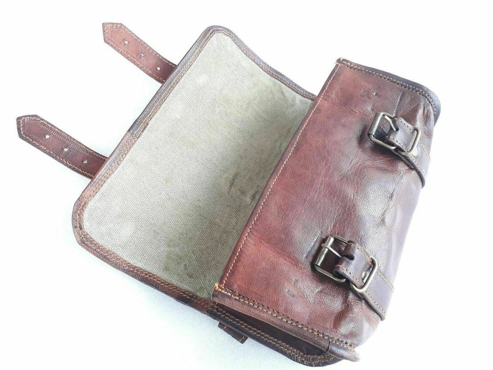 Brown Vintage Leather Tool Pouch Motorcycle Front Fork Storage Saddle ...