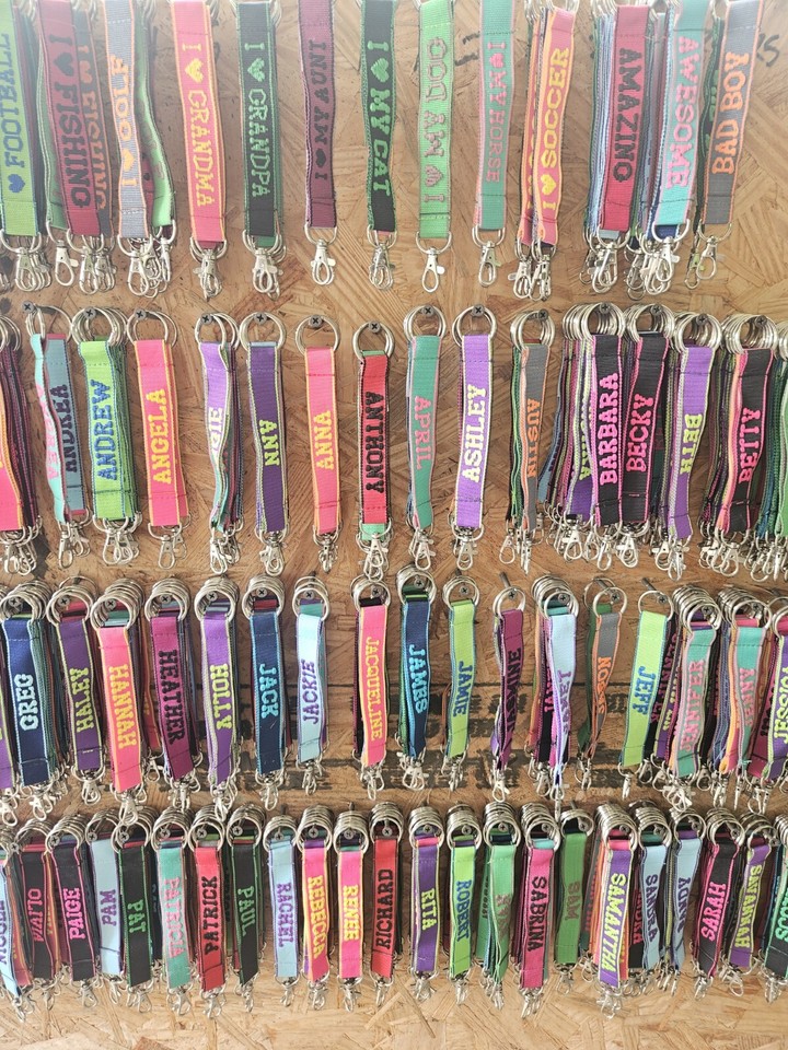 Personalized Embroidered Strap Key Rings Keychains with Attachment ...