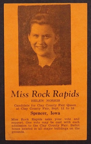1939 Clay Co Fair Spencer Iowa Miss Rock Rapids Norris Fair Queen ...