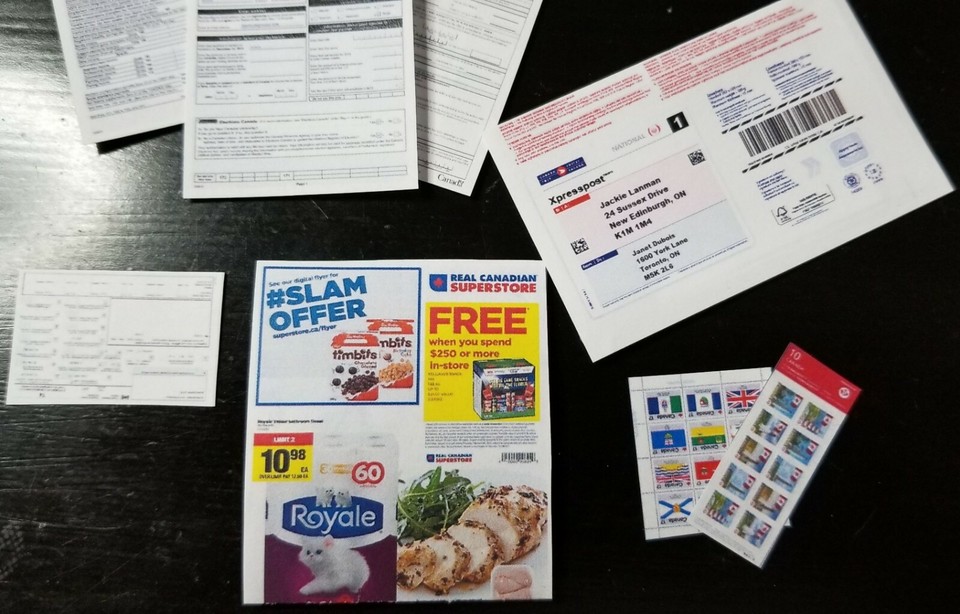 1/6 SCALE Mini Canadian/UK/NZ/Austr. Office- 2 Envelopes + 1 Post + 9 ...