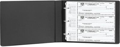 3 Rings Check Binder for End-Stub Deskbook Checks, 3 on a Page, Fit 3 ...