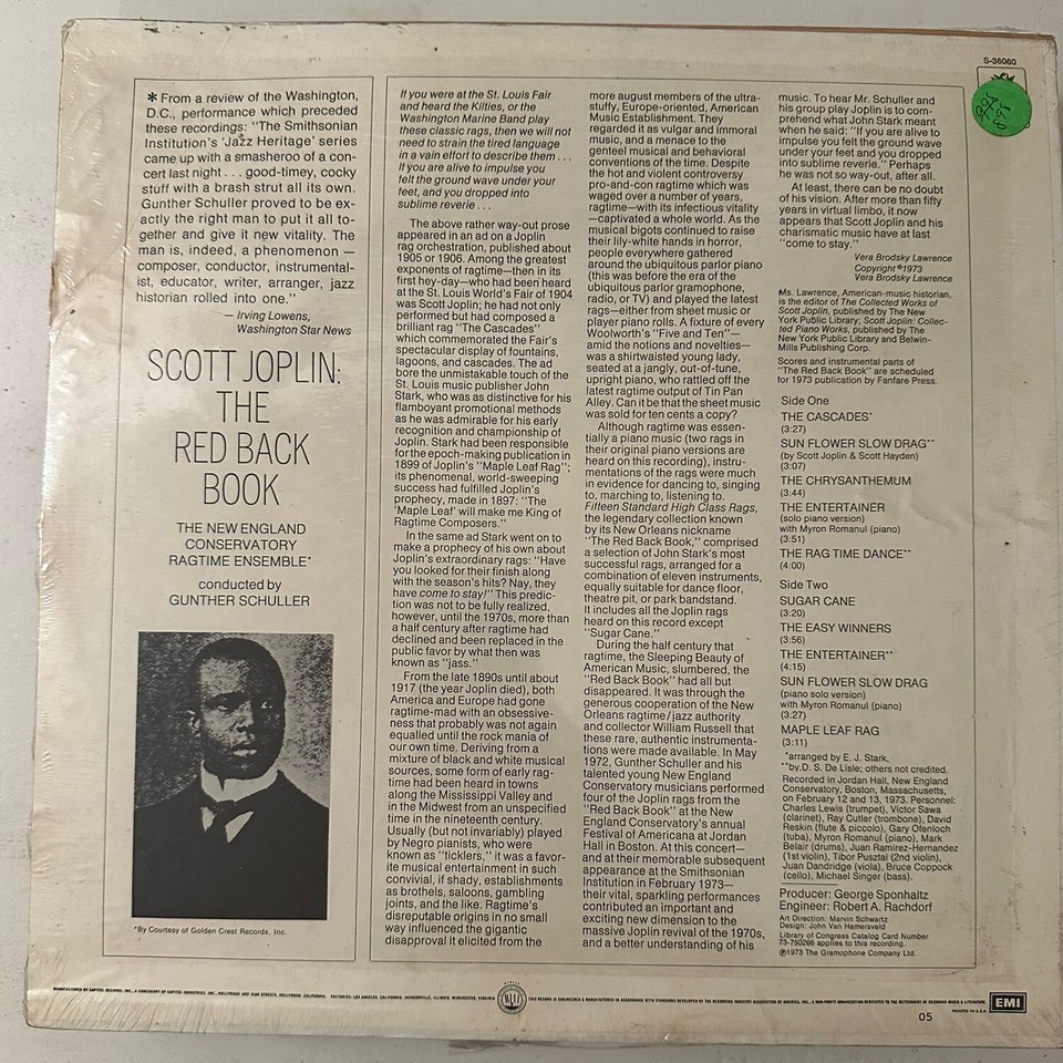SCOTT JOPLIN – THE RED BACK BOOK - *ANGEL S-36060* VINYL LP NEW - 13 | eBay