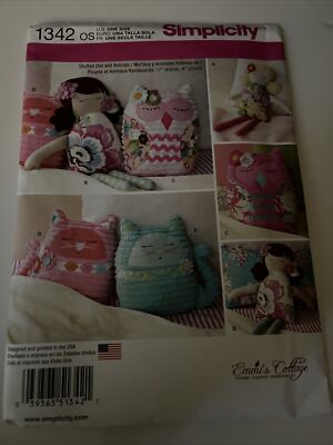 Simplicity Pattern 1342 Plush Stuffed Dolls Toys Owls Cats Emmi's ...