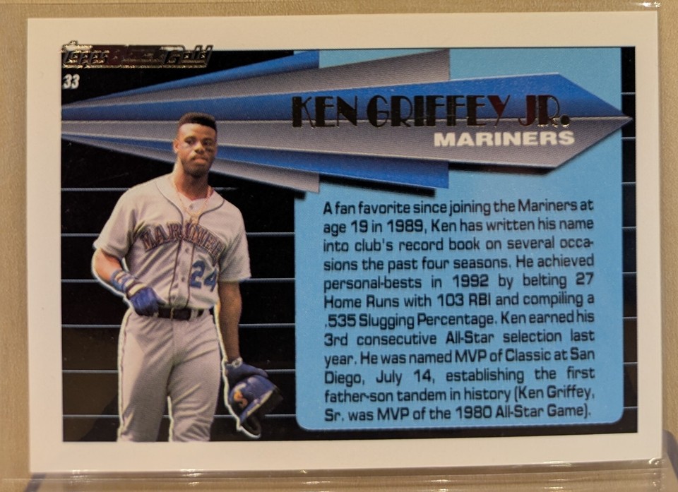 1993 Topps BLACK GOLD #33 Ken Griffey Jr Mariners HOF RARE ICONIC ...