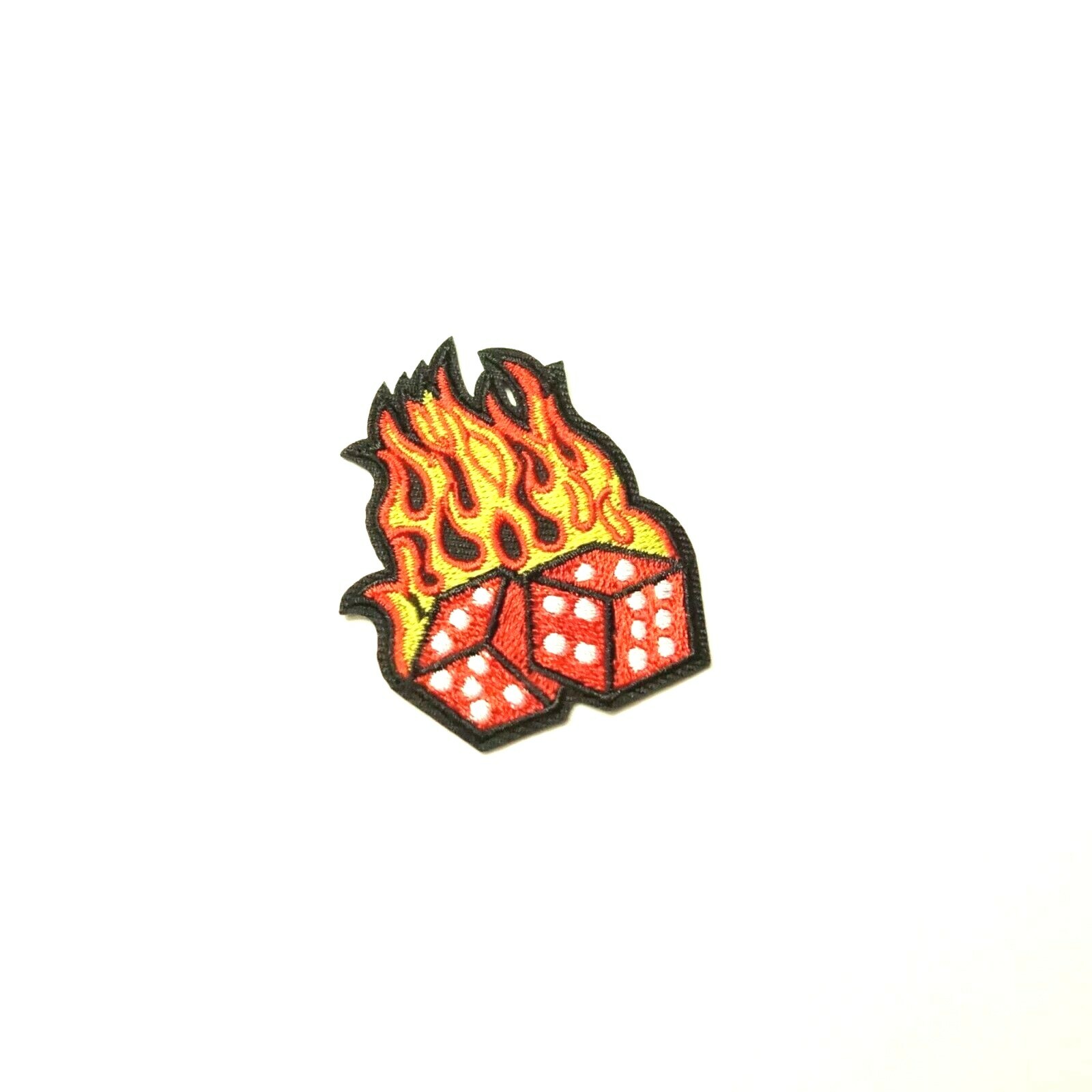 Red Flaming Dice Patch Iron-On/Sew-On Embroidered, Craps Casino, Lucky ...