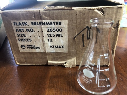 KIMAX Kimble Glass 125mL Erlenmeyer Flask Set of 12/ 26500 | eBay