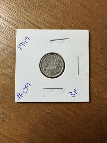 🐞 1949 AUSTRALIAN THREEPENCE COIN🐞KING GEORGE VI 3P COIN SILVER COIN # ...