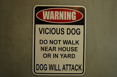 WARNING VICIOUS DOG Beware of Attack Security Not Pet METAL PVC 9x12 ...