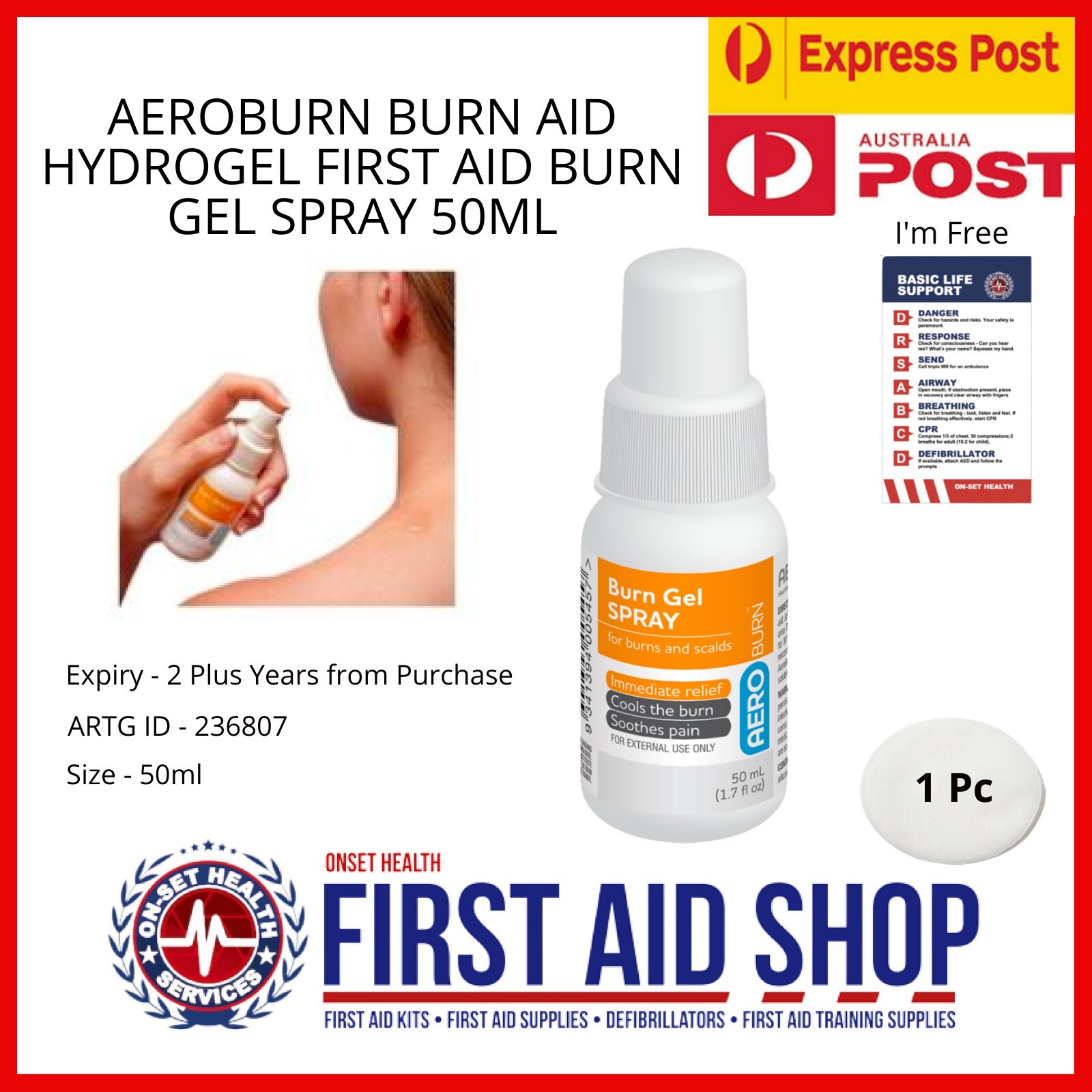 AEROBURN BURN AID HYDROGEL FIRST AID BURN GEL SPRAY 50ML | eBay