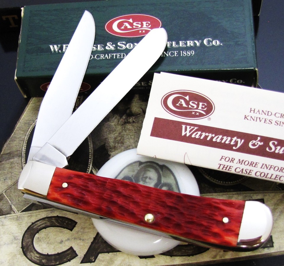 Case 1st Run XX Red SILVER SCRIPT Trapper Knife 2004 Pre-Production 250 ...