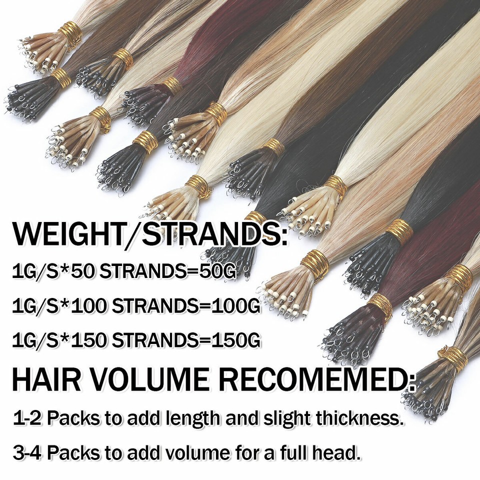 Nano Ring Tip Micro Loop Remy Human Hair Extensions Double Drawn 200S ...