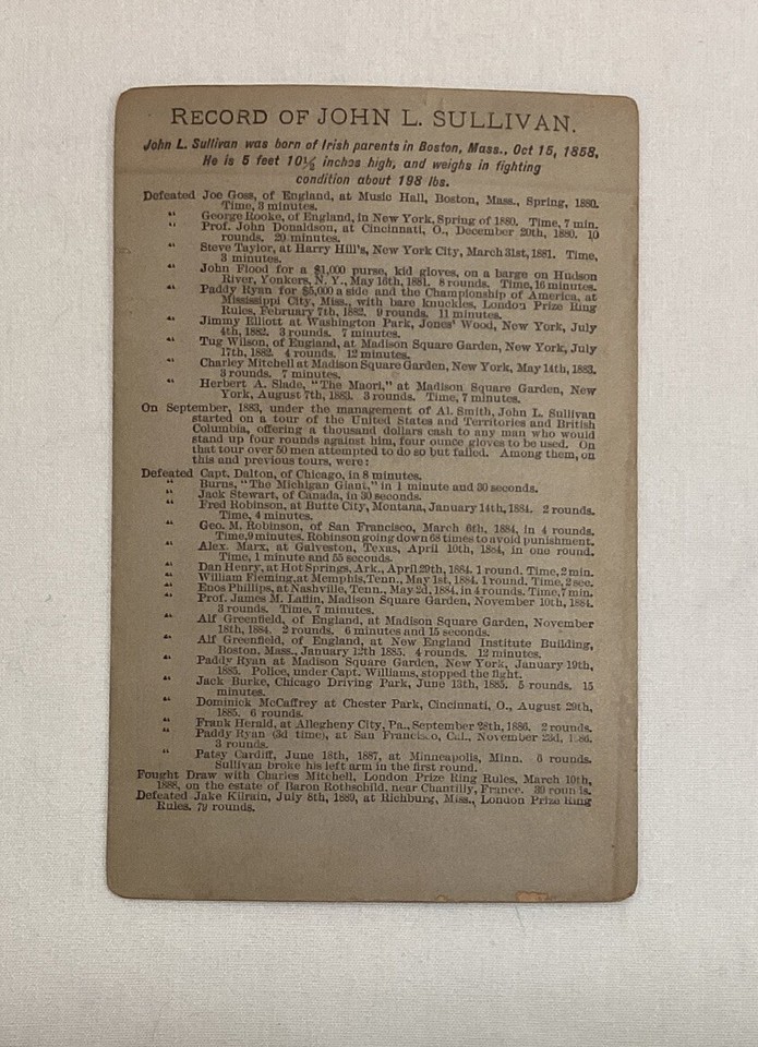 JOHN L SULLIVAN c1890 ORIGINAL CABINET CARD | eBay