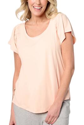 Cuddl Duds Women's Flexwear Flutter Sleeve Top Peach | eBay