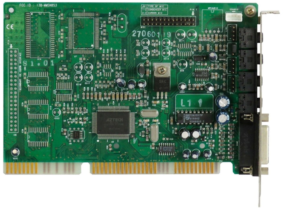 Sound Card ISA Aztech Pro 16 PNP 800-C33019-A30 AZT2320 | eBay