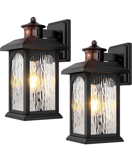 2 Pack Motion Sensor Outdoor Wall Lanterns Wall Mount Brown | eBay
