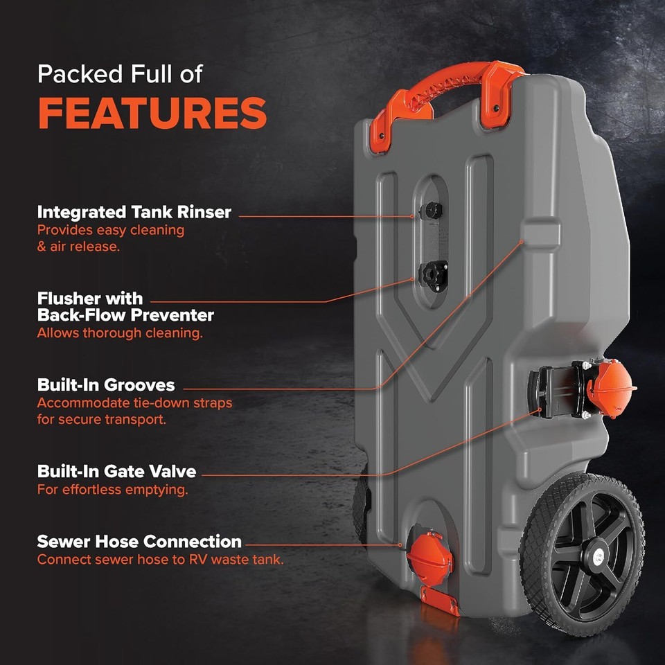 Portable RV Camper Waste Tote Tank 36 Gallon Septic Holding Sewer Dump ...