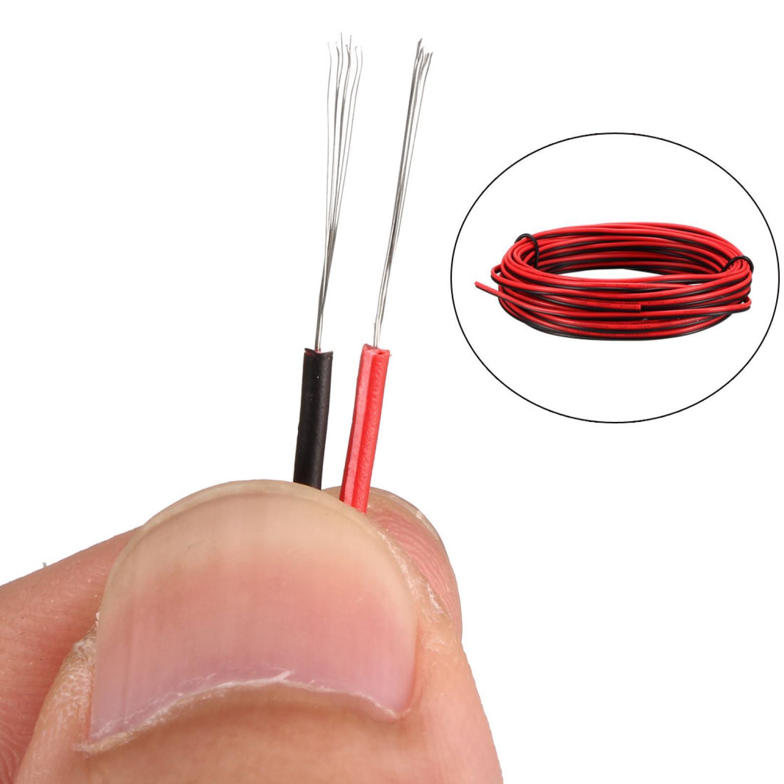 Red Black Wire 2pin Extension Cable Cord 28 AWG Parallel Wire 5M Length ...