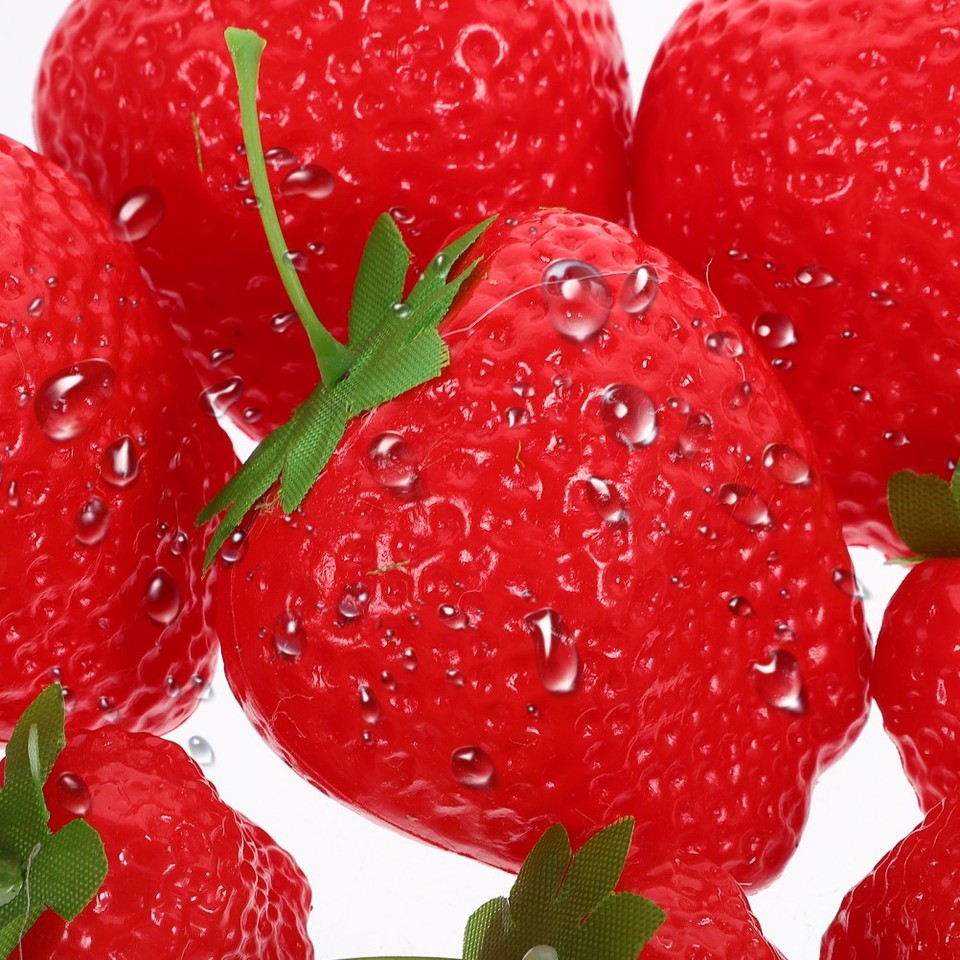 10Pcs Large Lifelike Red Strawberry Decoration Fake Fruit Lifelike ...