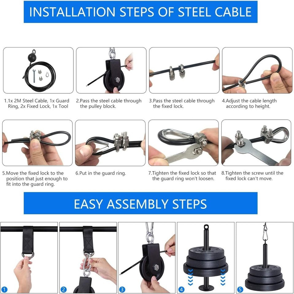 Home Gym Cable Pulley System LAT Pulldown Arm Strength Trainer | eBay UK