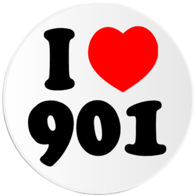 I Love 901 - Circle Sticker Decal 3 Inch - Area Code Memphis Tennessee ...