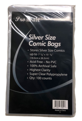 100 New PRO SAFE SILVER AGE Comic Book Archival Poly Bags- 7 1/8 X 10 1 ...