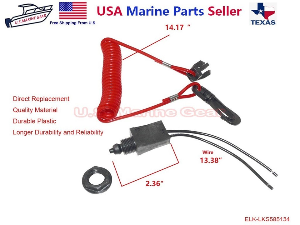 Johnson Evinrude OMC BRP Outboard Kill Stop Switch Safety Tether ...
