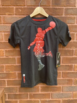 (ONE) AND1 BLACK/RED Strategy Performance Boys Top Size S-6/7, M-8, L ...