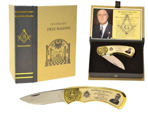 Masonic pocket knife LEGENDARY FREEMASONS FOLDER F.D. ROOSEVELT in Book ...