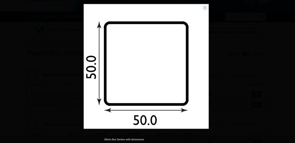 Plastic Square Tubes White, PVC box section, pvc pipe, 1 metre, 50x50 ...