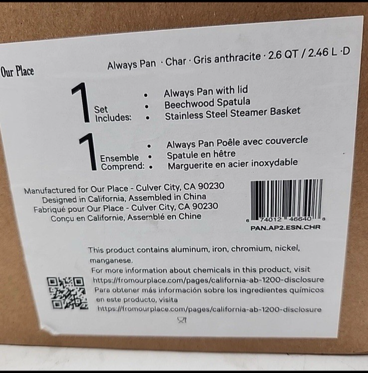 Our Place Always Pan Char Gris Anthracite 2.6Qt. Nonstick Ceramic ...