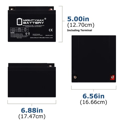 Mighty Max 12V 26AH INT Replacement Battery Compatible with Exide S26R ...
