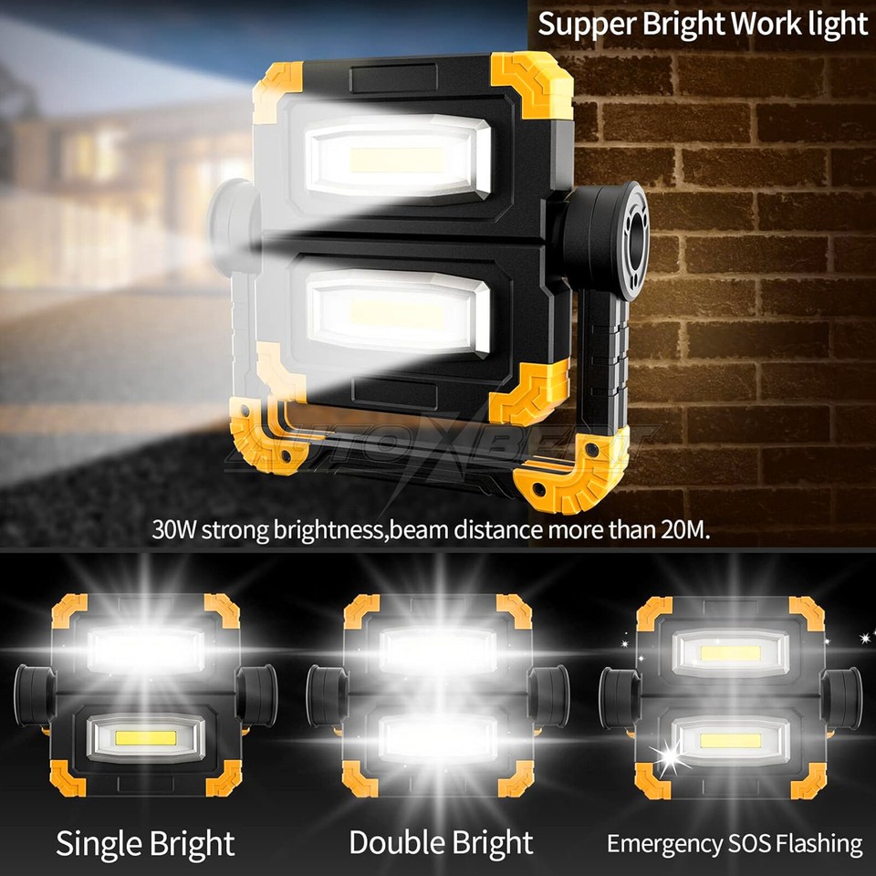 LED Work Light Rechargeable 2000LM Portable Folding Magnetic COB LED ...