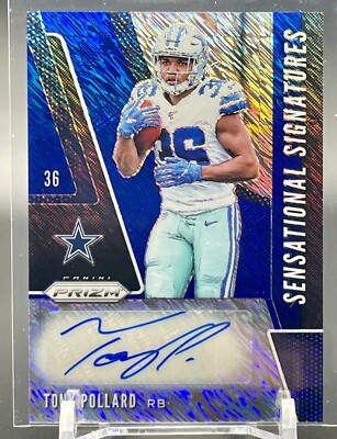 2019 Prizm Tony Pollard Blue Shimmer Prizm Rookie Autograph Auto /10 ...
