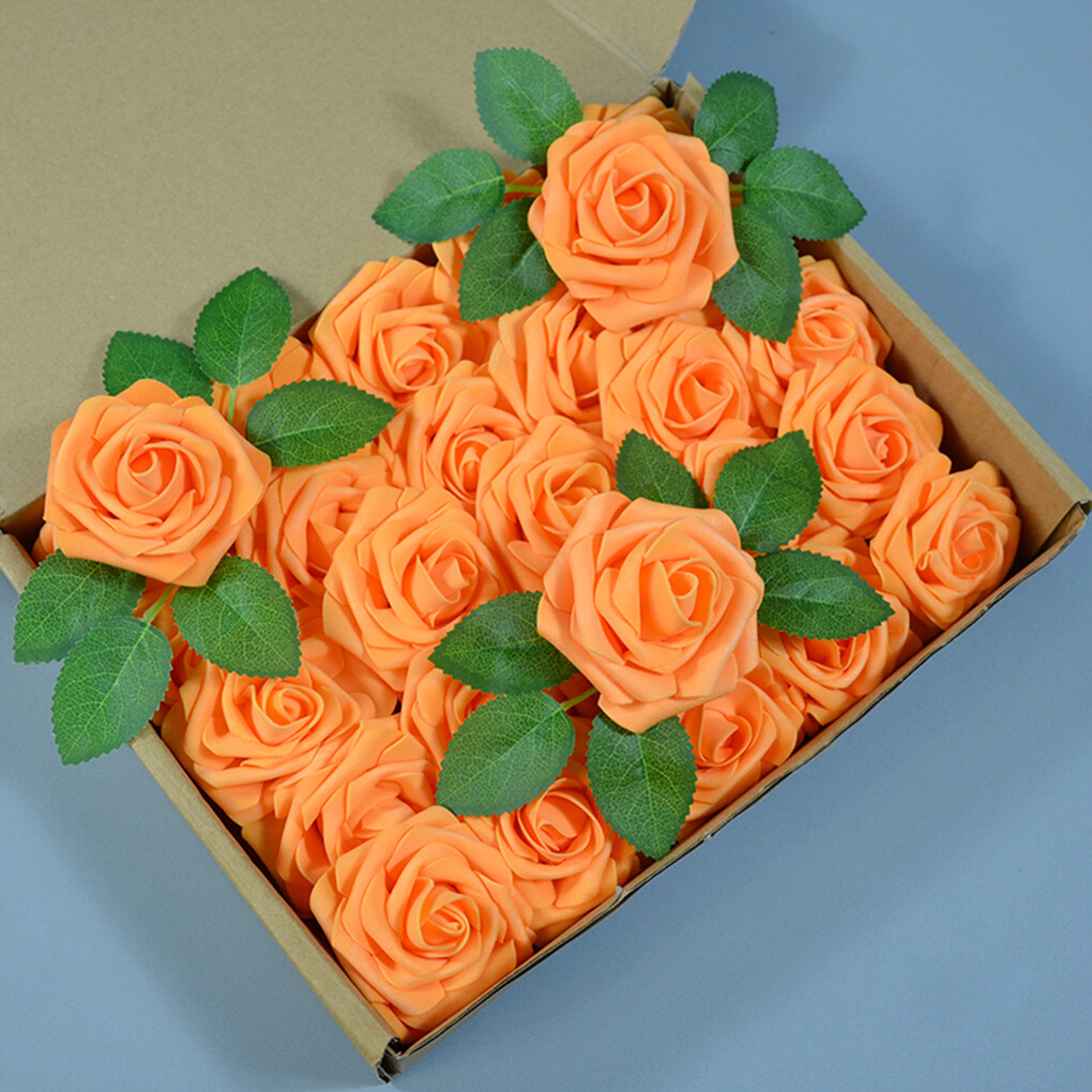 25 Pieces PE Artificial Rose Lifelike Home Flower Branch Decor | eBay