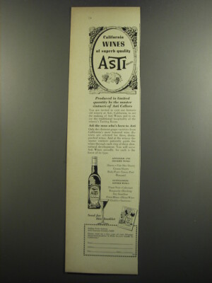 1952 Asti Wine Ad - California Wines of superb quality Asti | eBay