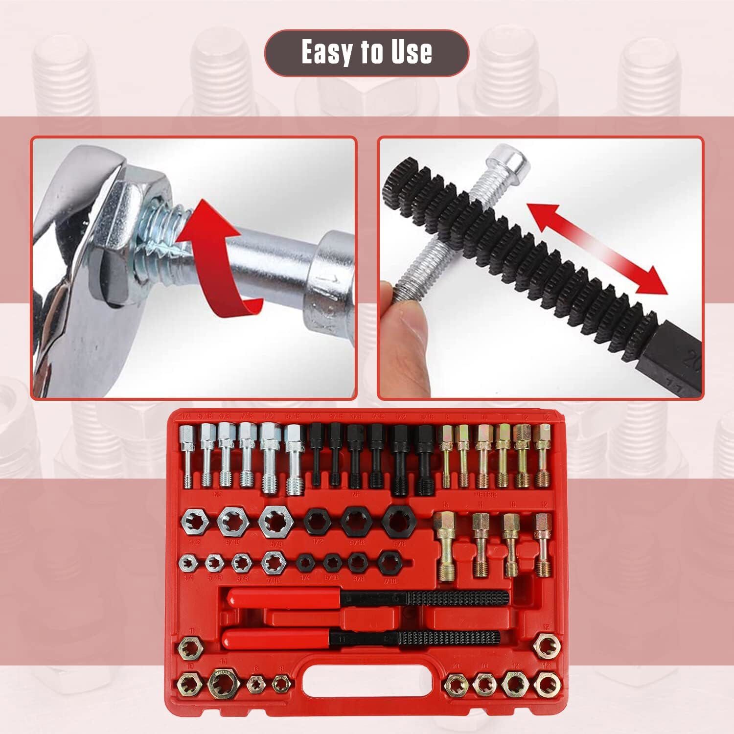 48PCS Thread Repair Tool Set Thread Chasers Thread Restorer Kit UNC/UNF ...