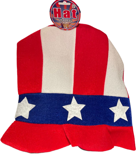 PATRIOTIC JUMBO TOP HAT Uncle Sam Stars Stripe USA Flag Adult Cap Red ...